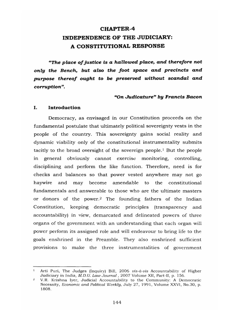 Independence of Judiciary in India | PDF | Supreme Court Of India ...