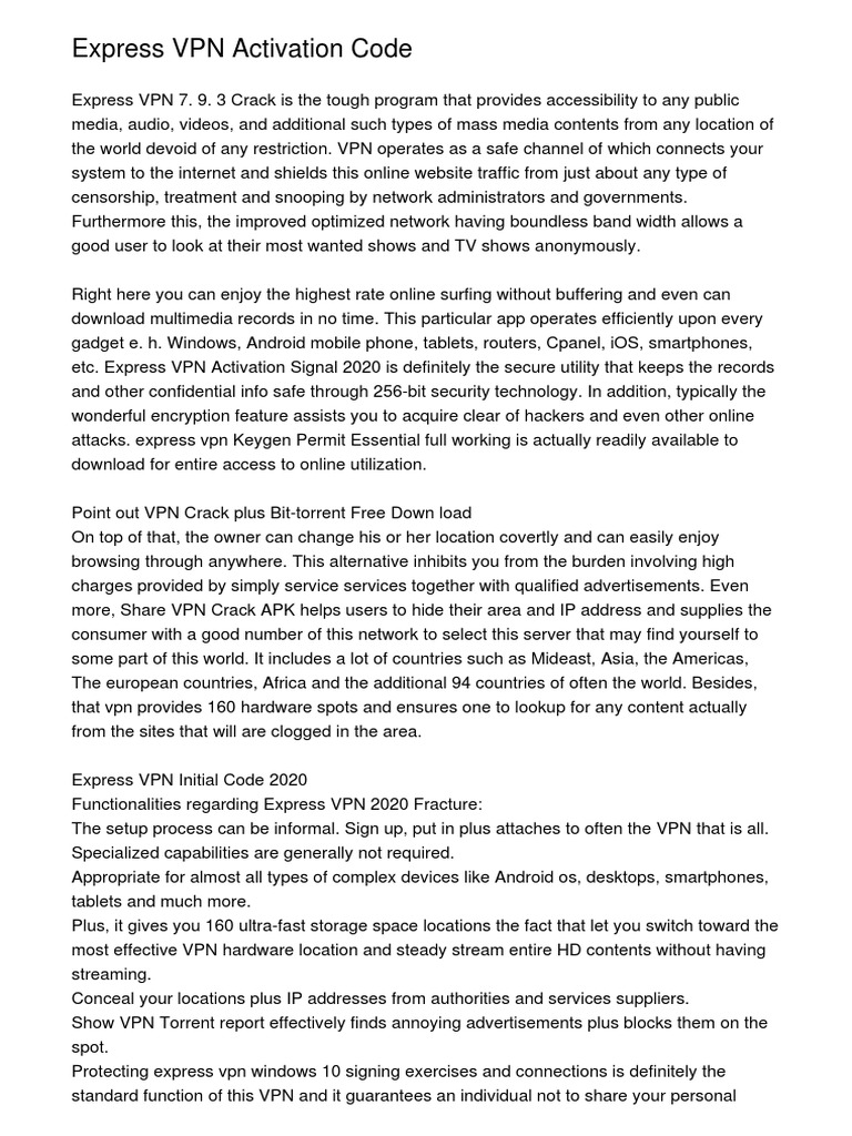 Express VPN Activation Code | PDF | Virtual Private Network | Ios