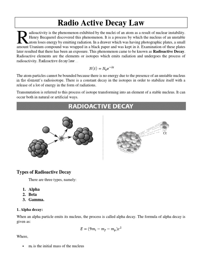 Radio Active Decay Law | PDF | Radioactive Decay | Atomic Nucleus