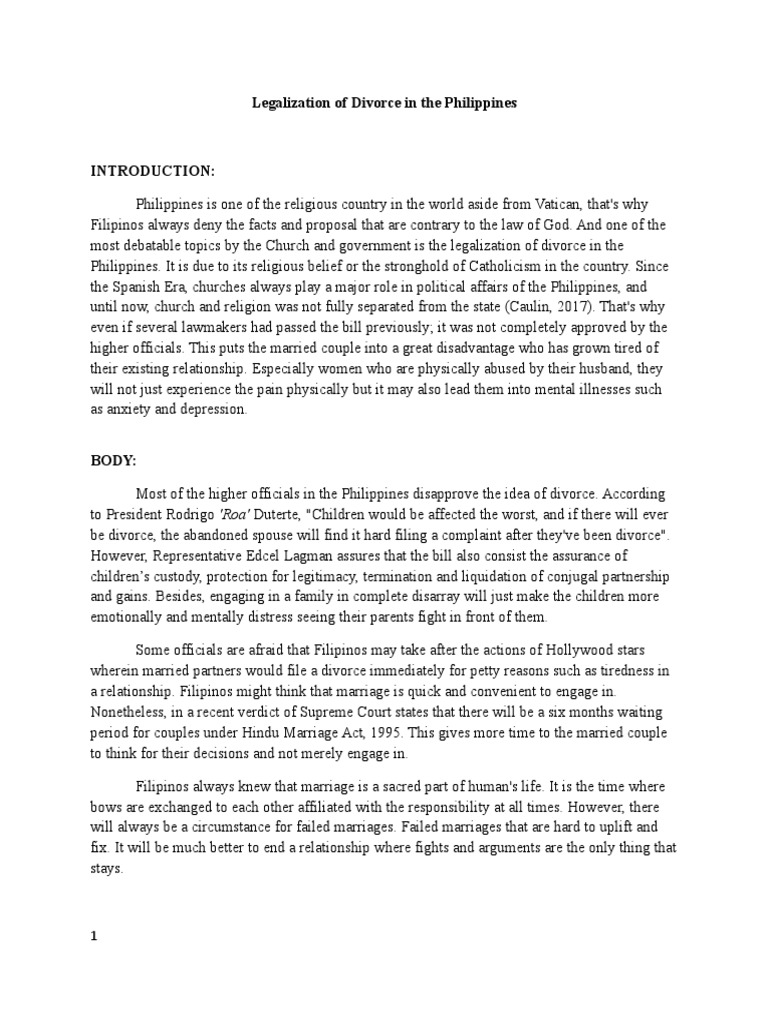 Position Paper | PDF | Divorce | Marriage