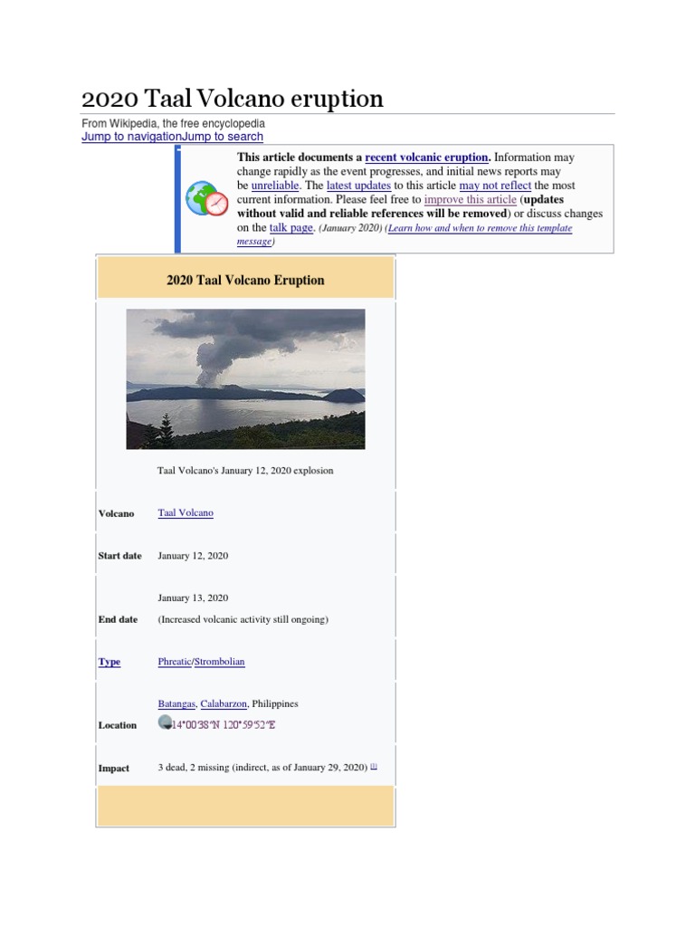2020 Taal Volcano Eruption | PDF | Volcano | Volcanic Eruption