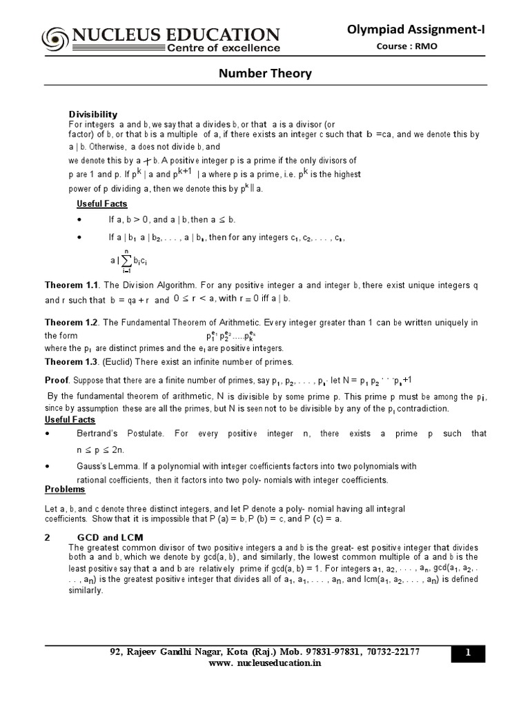 Number Theory | PDF | Prime Number | Factorization