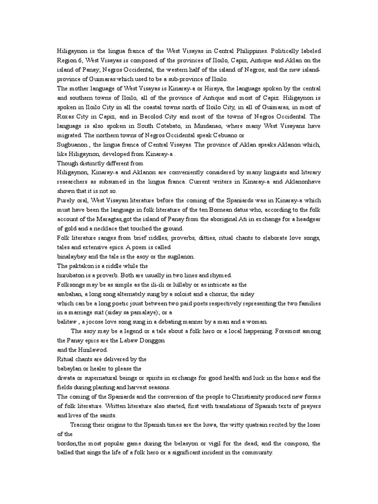 Hiligaynon | PDF | Philippines | Poetry