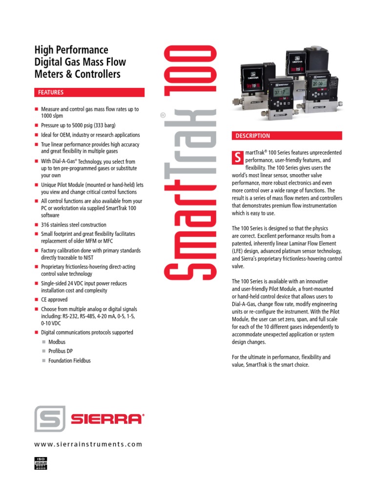 100 Datasheet | PDF | Flow Measurement | Gases