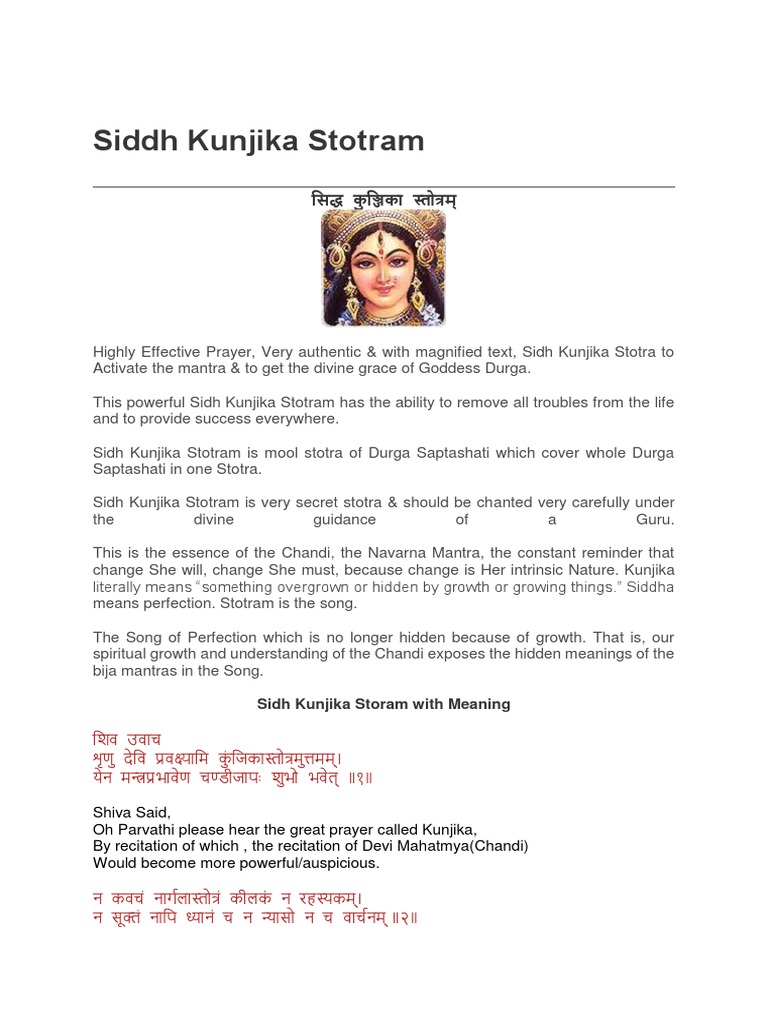 Siddh Kunjika Stotram | PDF | Mantra | Hindu Tantra Siddh Kunjika Stotram | PDF | Mantra | Hindu Tantra