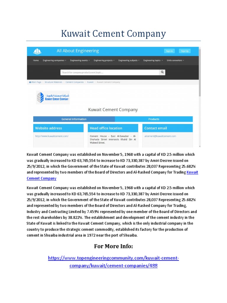 Kuwait Cement Company | PDF | Business