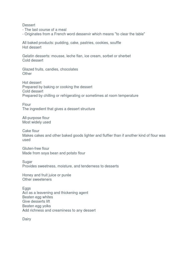 Dessert Quiz and Package Prep Food Quiz | PDF | Desserts | Cuisine