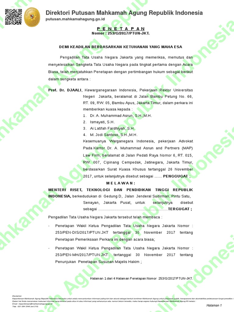 TUGAS Contoh Penetapan PTUN | PDF