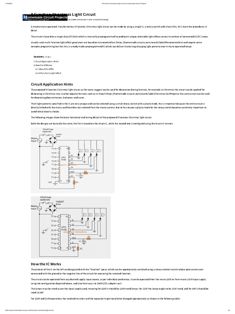 8 Function Christmas Light Circuit - Homemade Circuit Projects | PDF ...