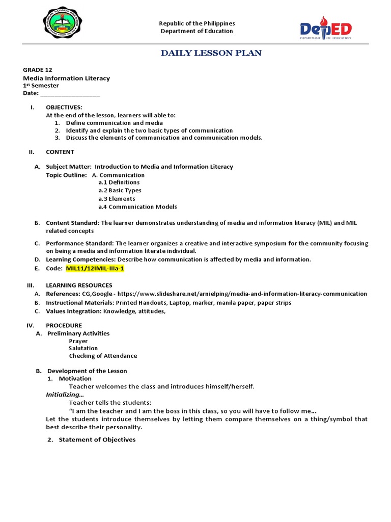 Media Literacy Lesson 1 Detailed Lesson Plan | PDF | Lesson Plan ...