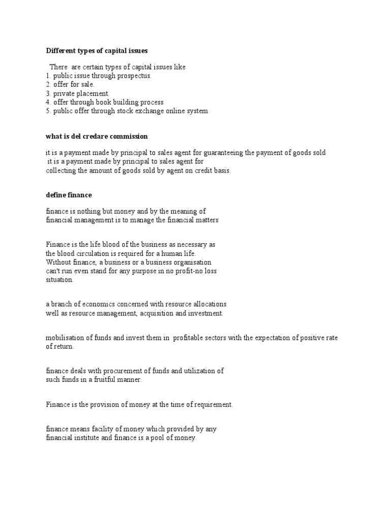 Types of Capital Issues Explained | PDF | Cost Of Capital | Return On ...