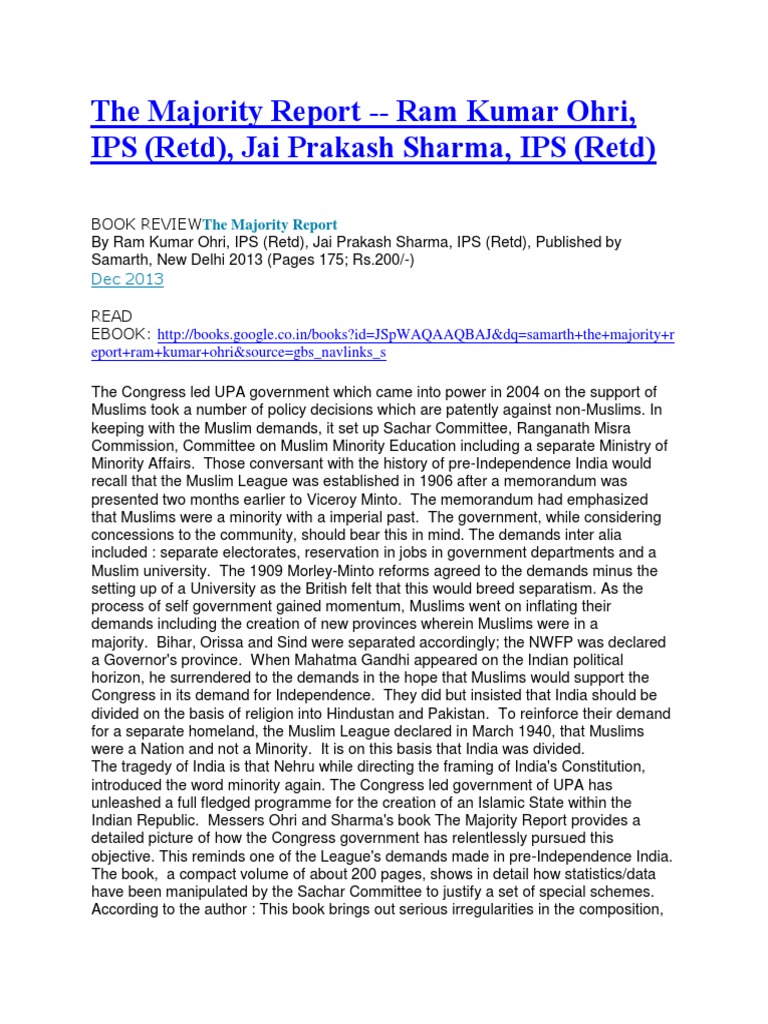 Sachar Committee by Ohri | PDF | Jihad | Kafir