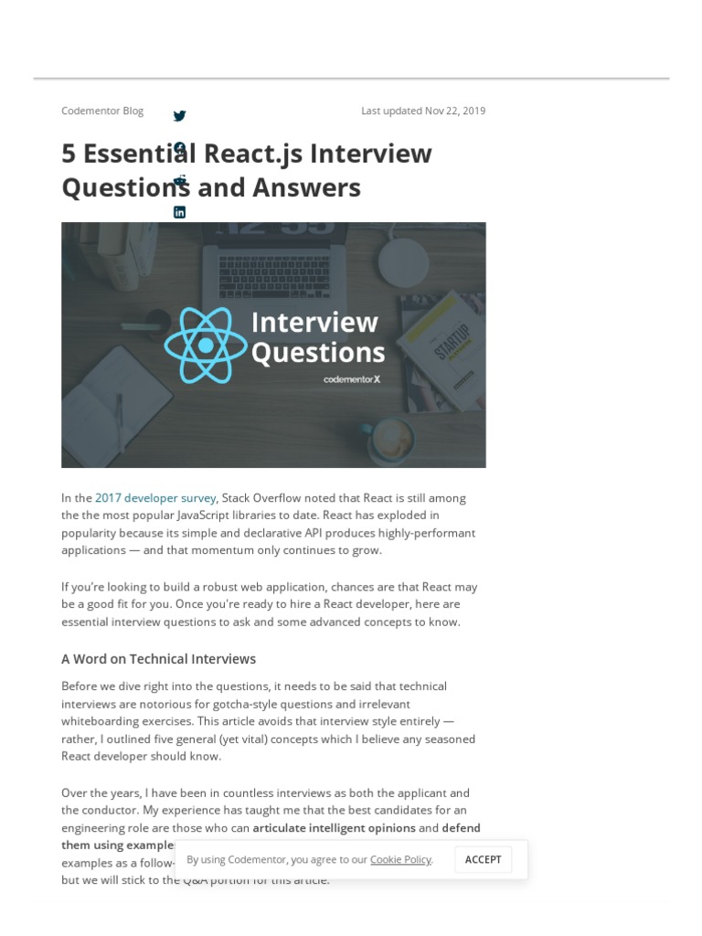 React Interview Guide for Employers | PDF | Model–View–Controller ...