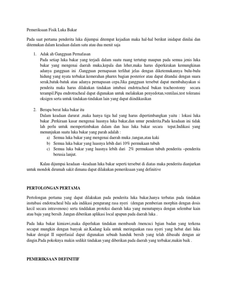 Pemeriksaan Fisik Luka Bakar | PDF