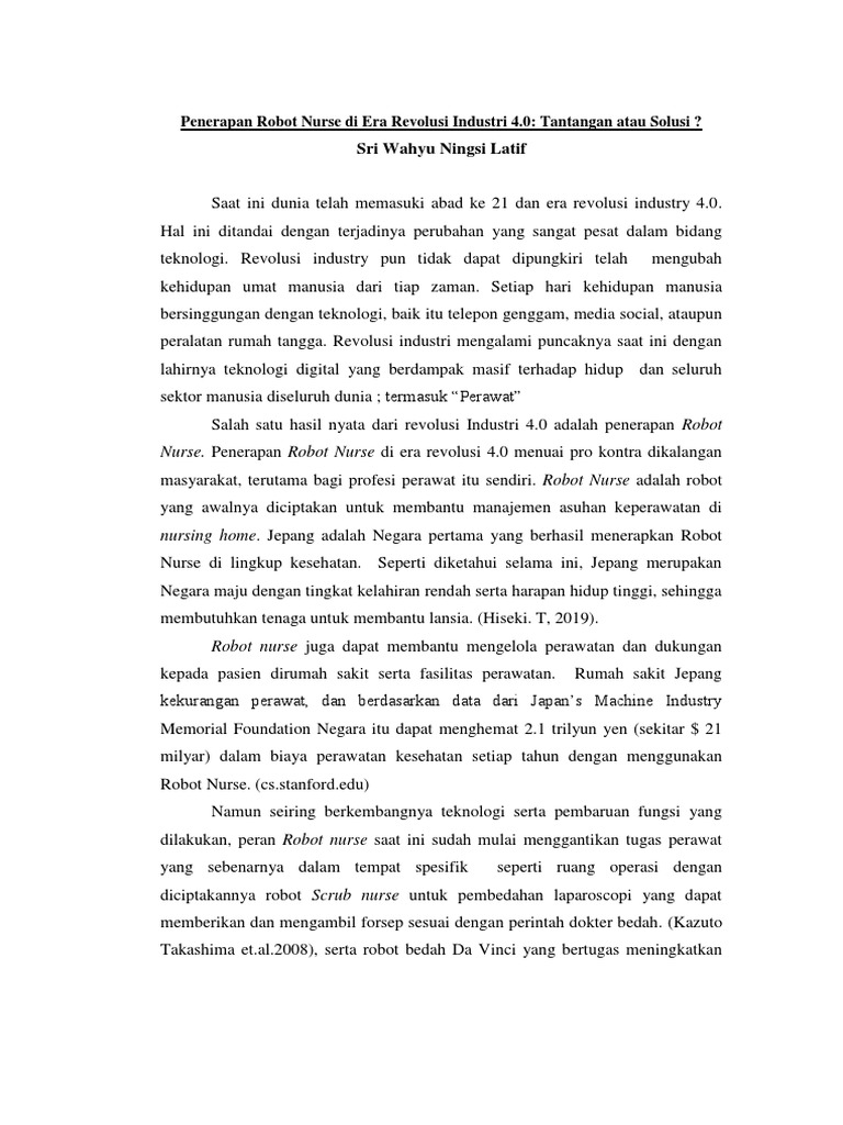 Penerapan Robot Nurse Di Era Revolusi Industri 4.0: Tantangan Atau ...