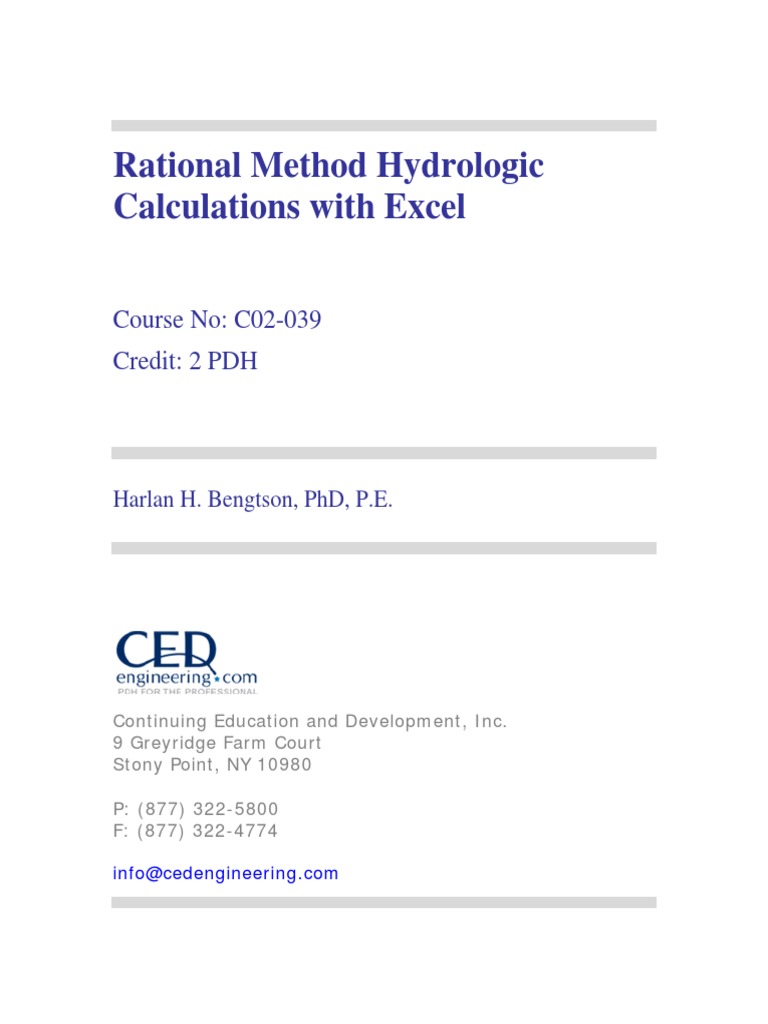 123rational Method Hydrologic Calculations With Excel | PDF | Drainage ...
