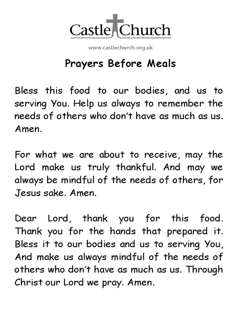Prayers Before Meals Grace PDF | PDF | God The Father | Christian ...
