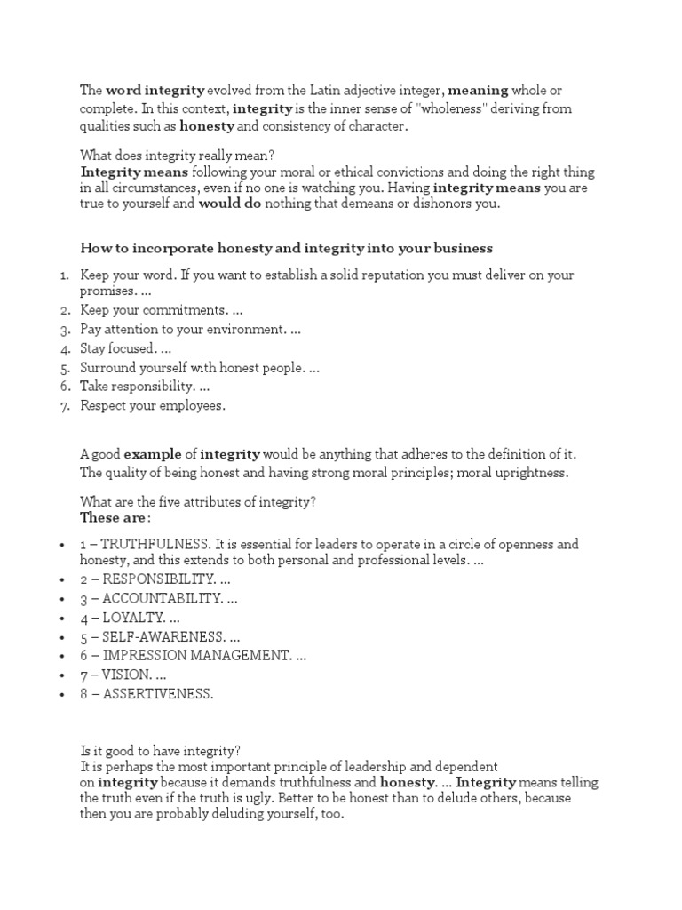 Integrity | PDF | Integrity | Philosophical Theories