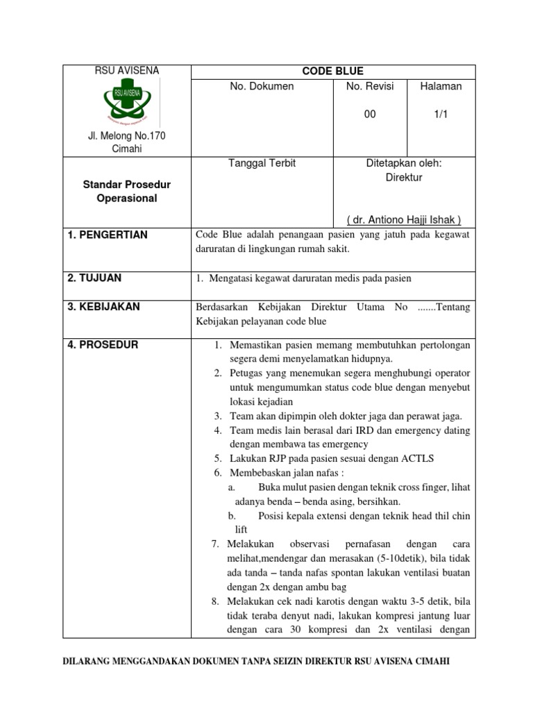 Sop Code Blue Dan Juknis | PDF