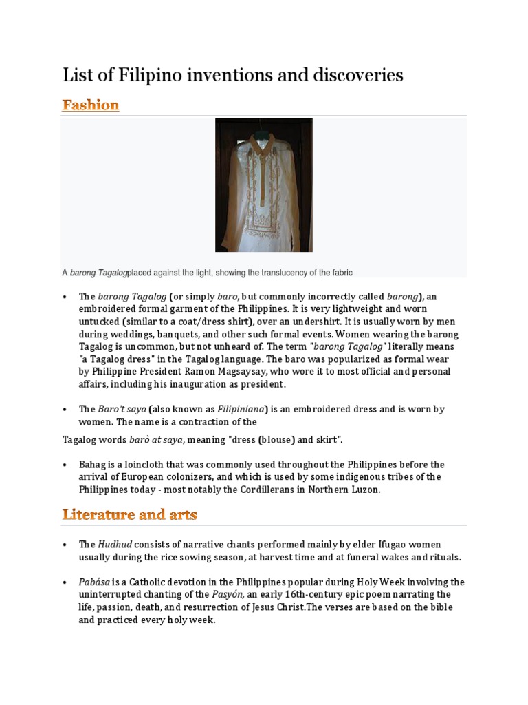 List of Filipino Inventions and Discoveries | PDF | Philippines | Weaponry