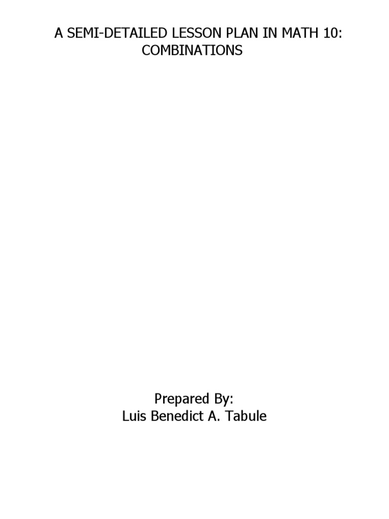 Lesson Plan On Combinations 2 | PDF | Green | Teaching Mathematics