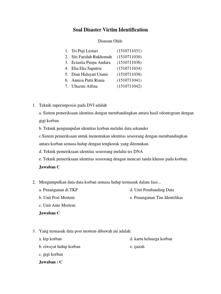 Soal Disaster Victim Identification | PDF