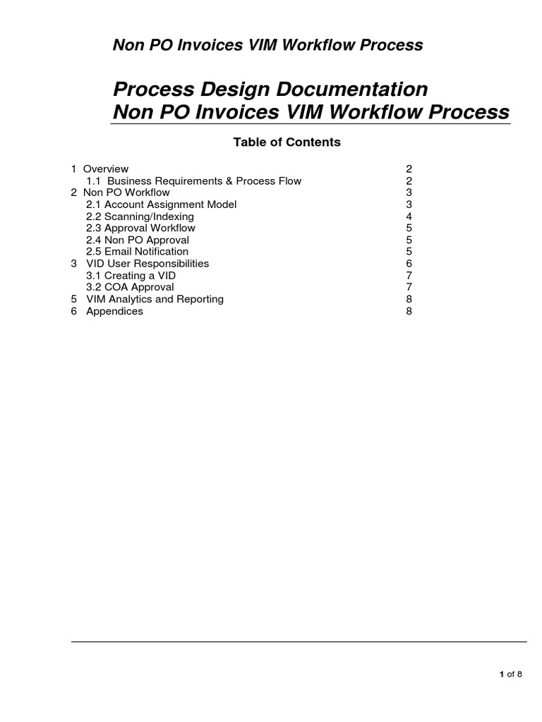 Non-PO Invoice VIM Workflow Overview | PDF | Invoice | Software