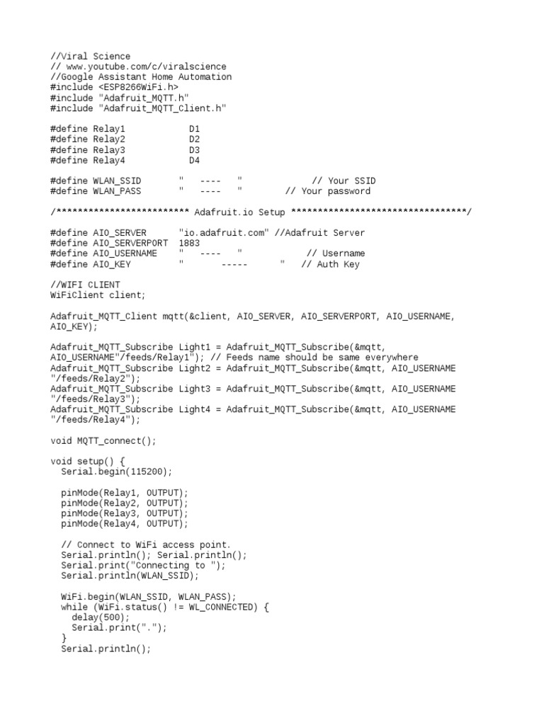 Google Assistant Home Automation Code | PDF | Networking Standards ...