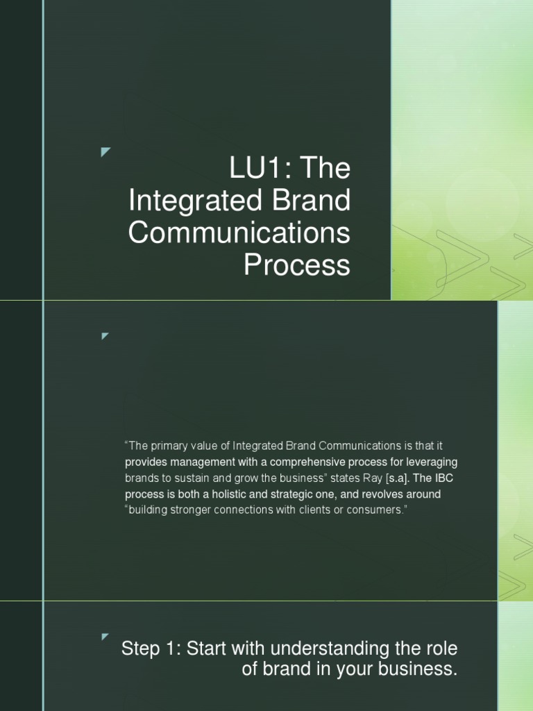 The Integrated Brand Communications Process | PDF | Return On ...