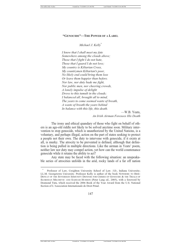 Michael J. Kelly | PDF | Genocides | International Criminal Court