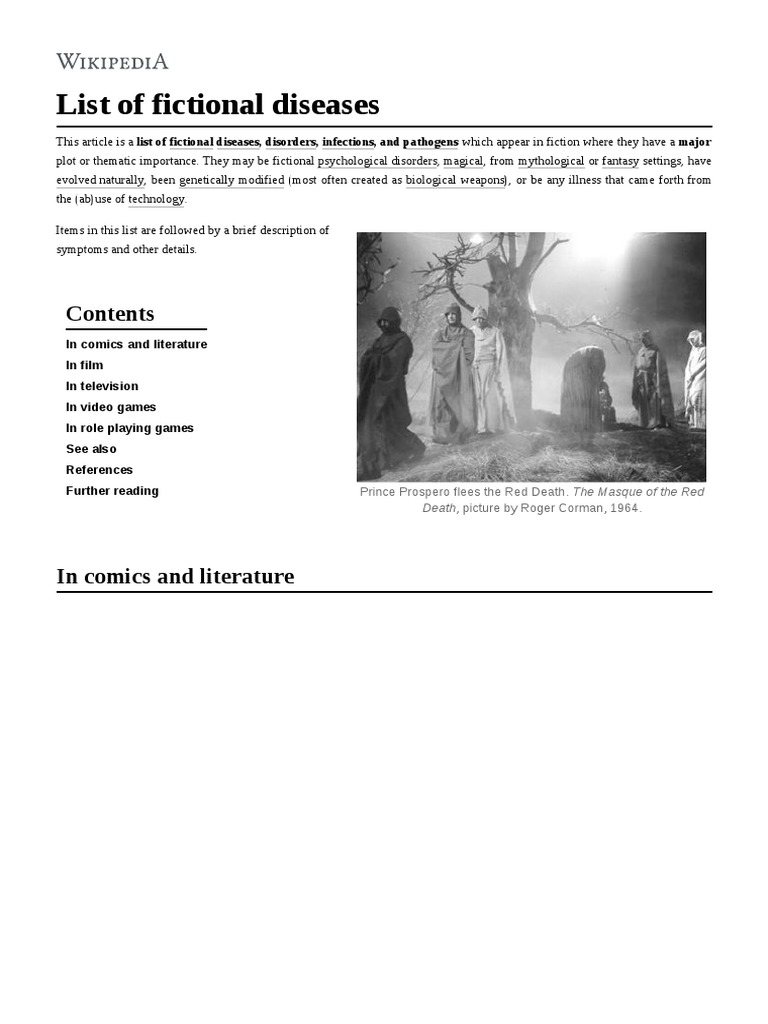 List of Fictional Diseases | PDF | Infection | Virus