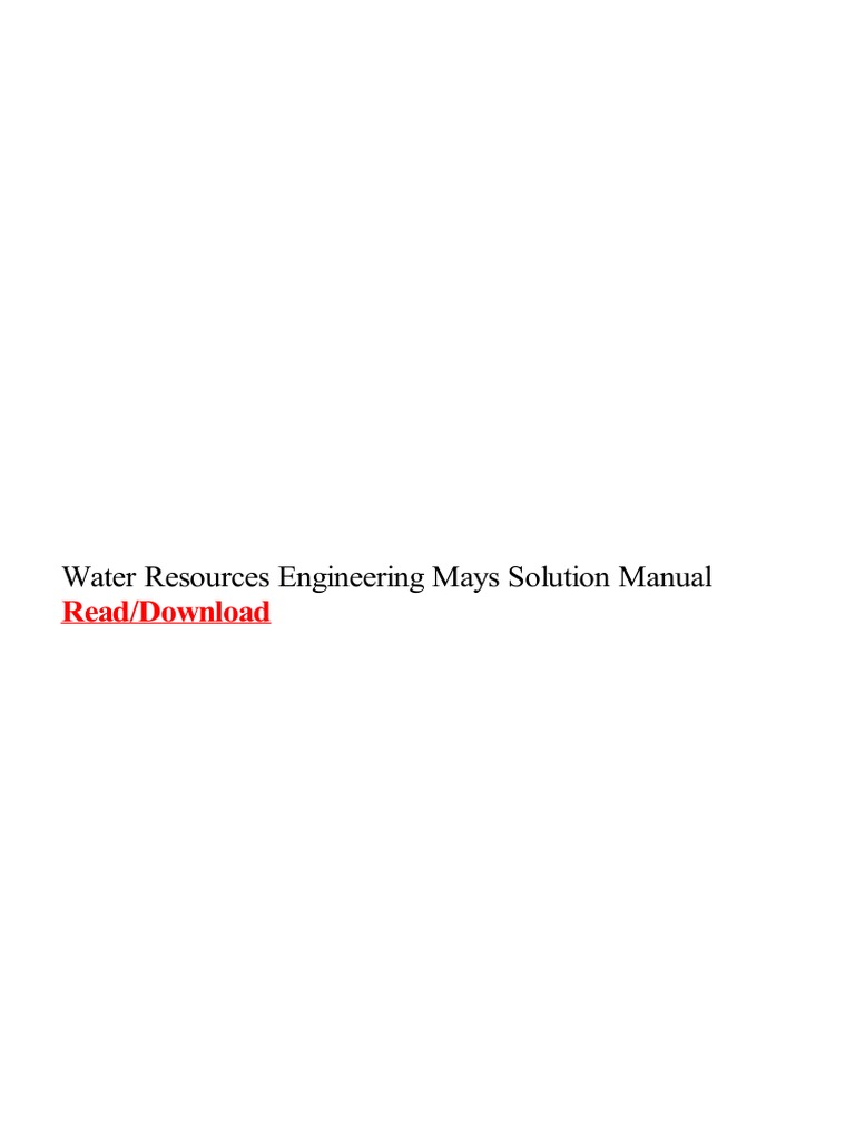Water Resources Engineering Mays Solution Manual PDF | PDF | Hydrology | Water Resources