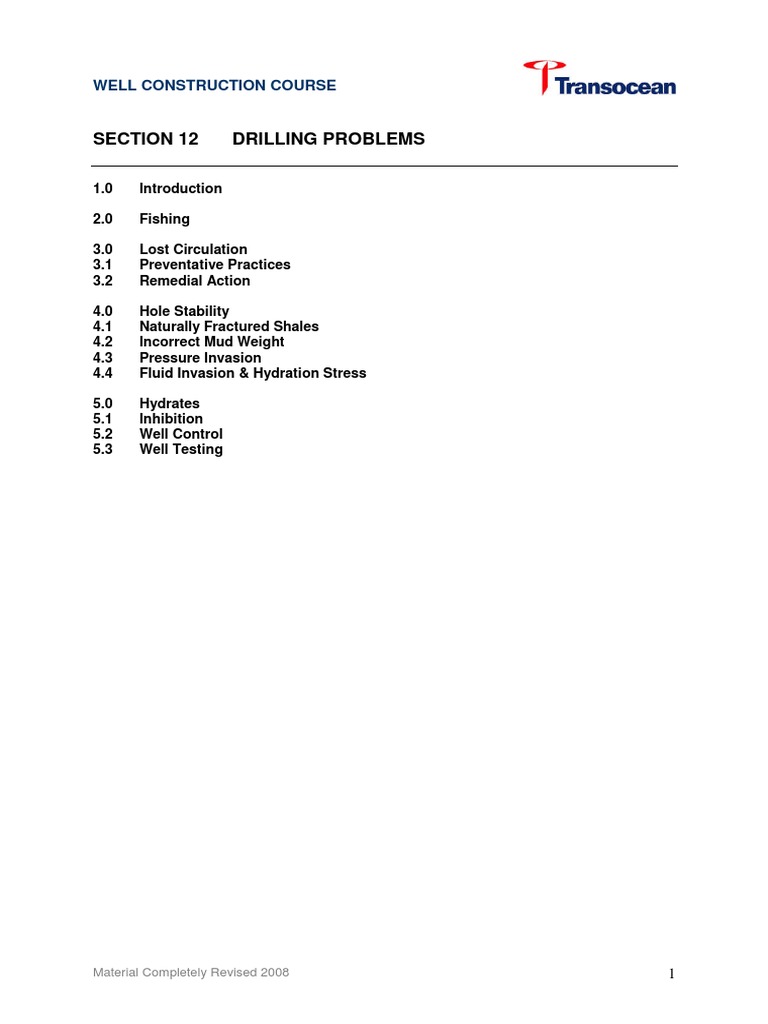Drilling Problems and Solutions | PDF | Oil Well | Pressure