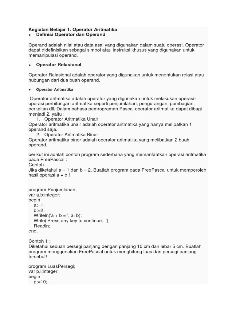 Operasi Aritmatika | PDF