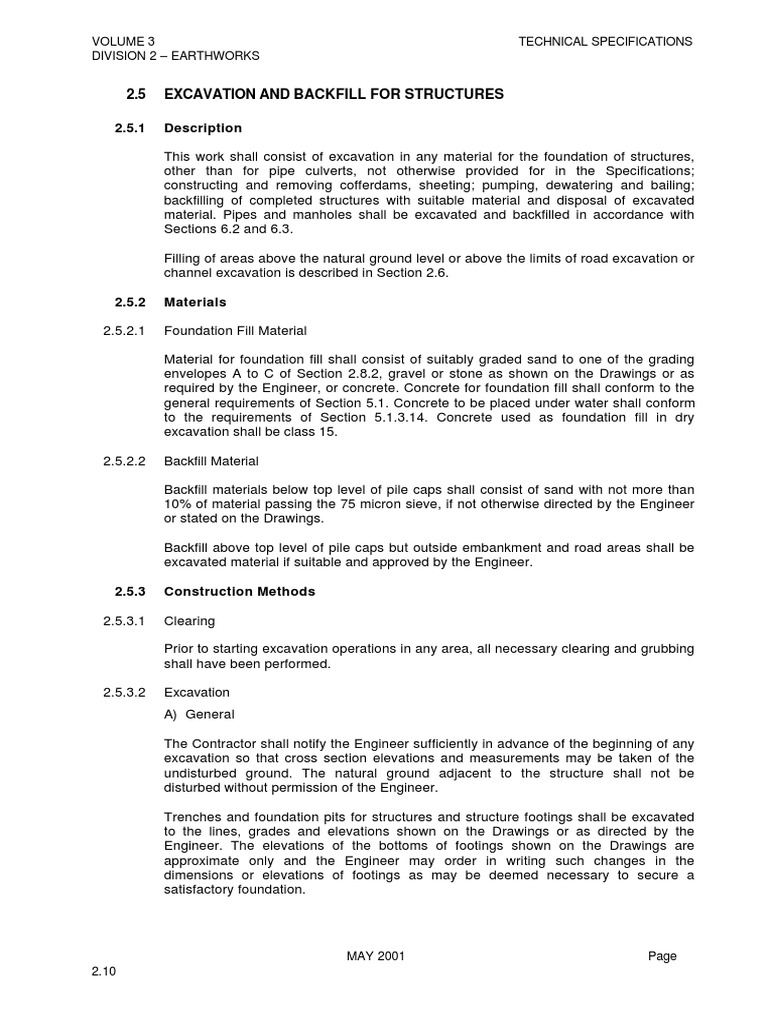 Excavation and Backfill Specifications | PDF | Deep Foundation | Road