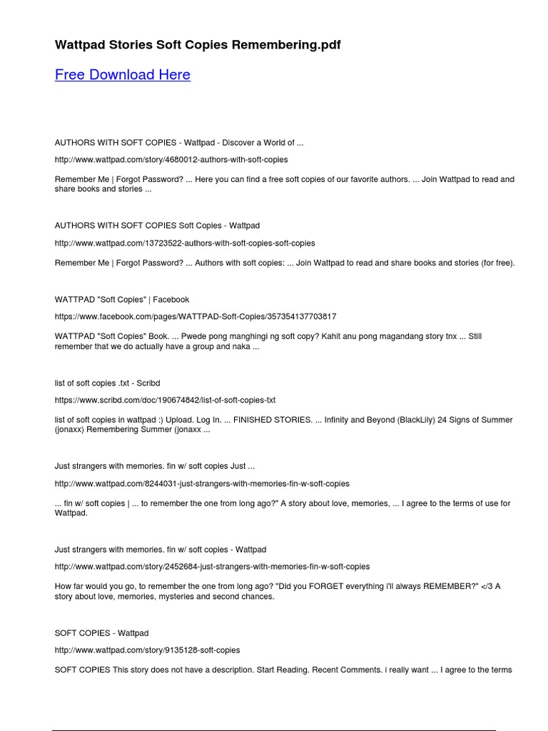 Dokumen - Tips - Wattpad Stories Soft Copies Remembering A Wattpad ...
