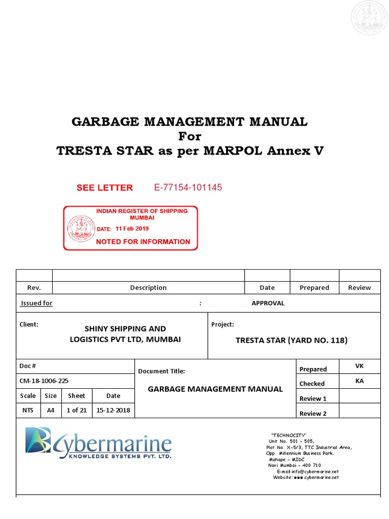 MARPOL Garbage Management Manual | PDF | Waste Management | Waste