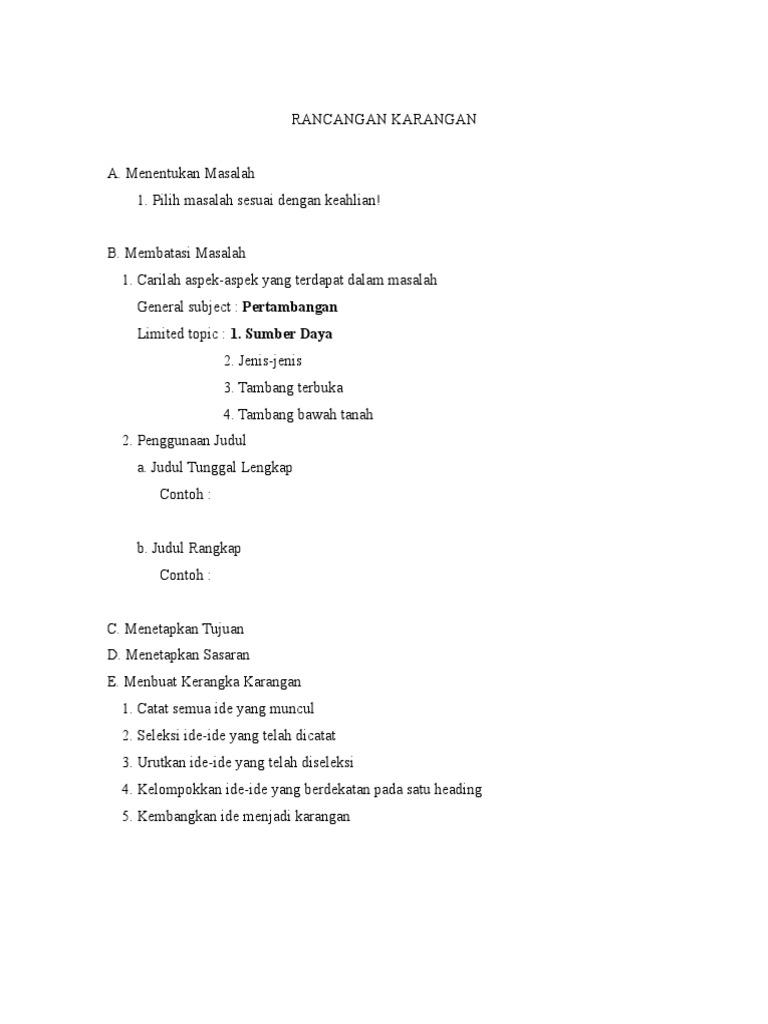 Rancangan Karangan | PDF