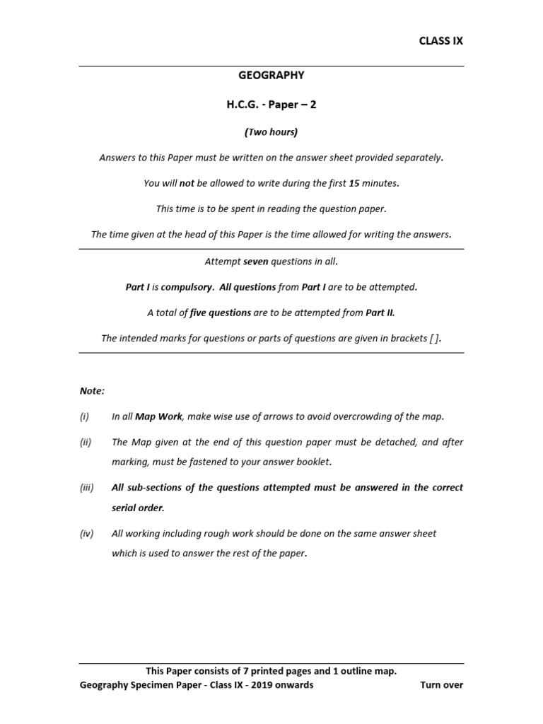 ICSE Class 9 Geography Sample Official | PDF | Rain | Jet Stream