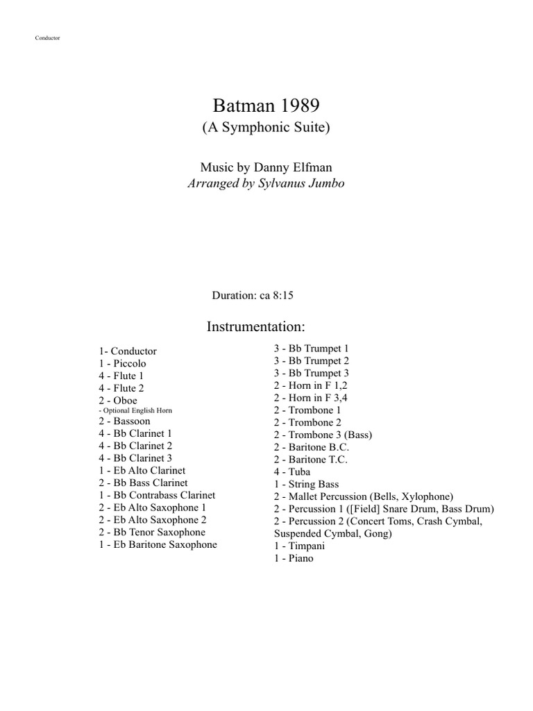 Batman Full Draft4 | PDF | Saxophone | Trombone