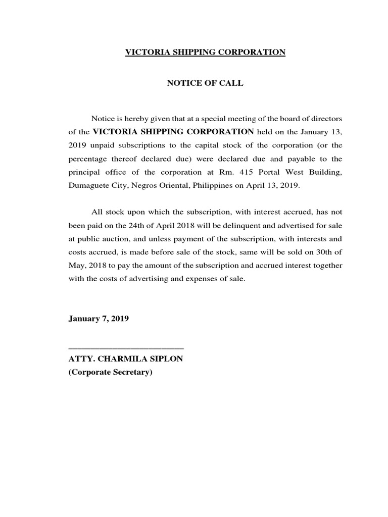 Notice of Call | PDF