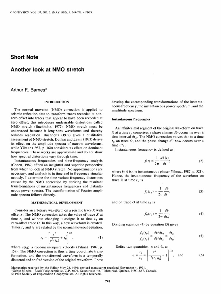 Nmo Stretch | PDF | Spectral Density | Distortion