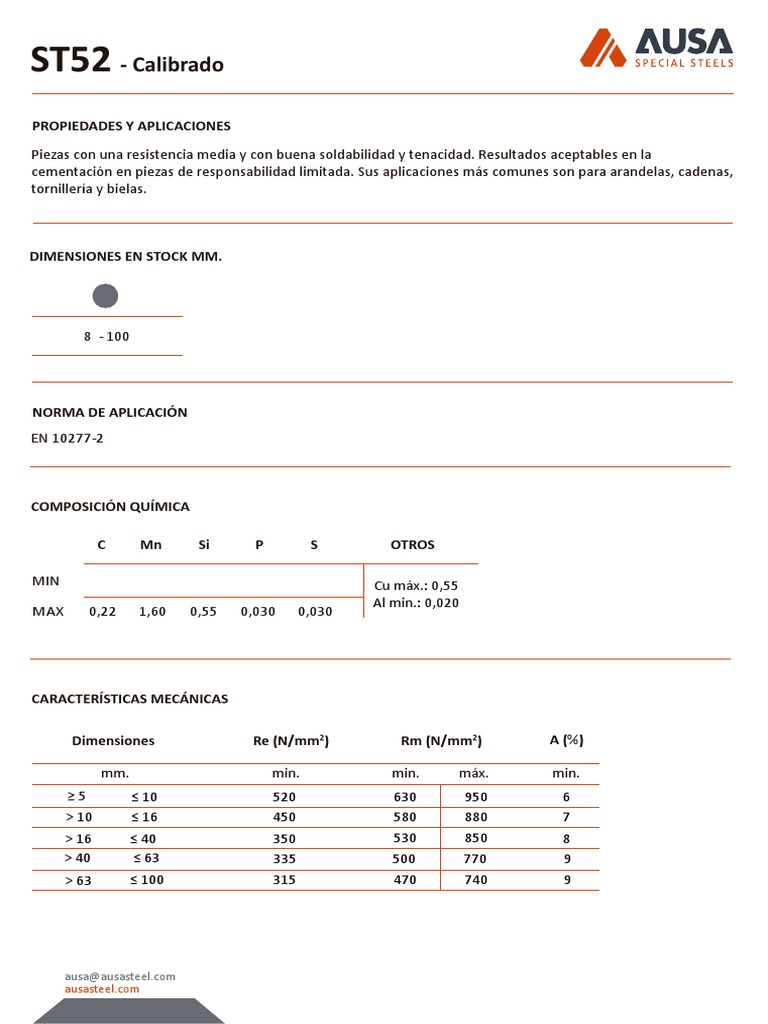 Acero Calibrado Carbono ST52 | PDF