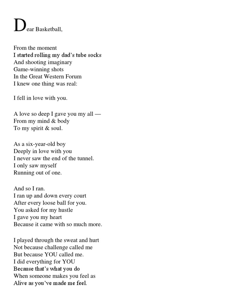 Dear Basketball | PDF