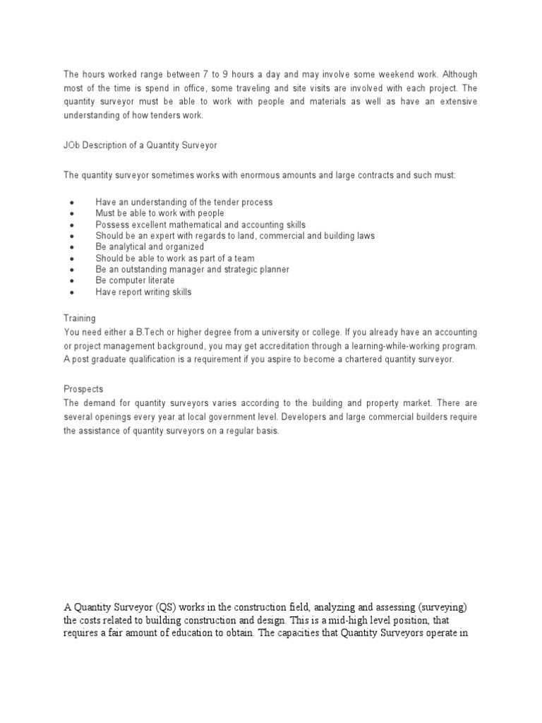 Job As Qs | PDF | Salary | Surveying
