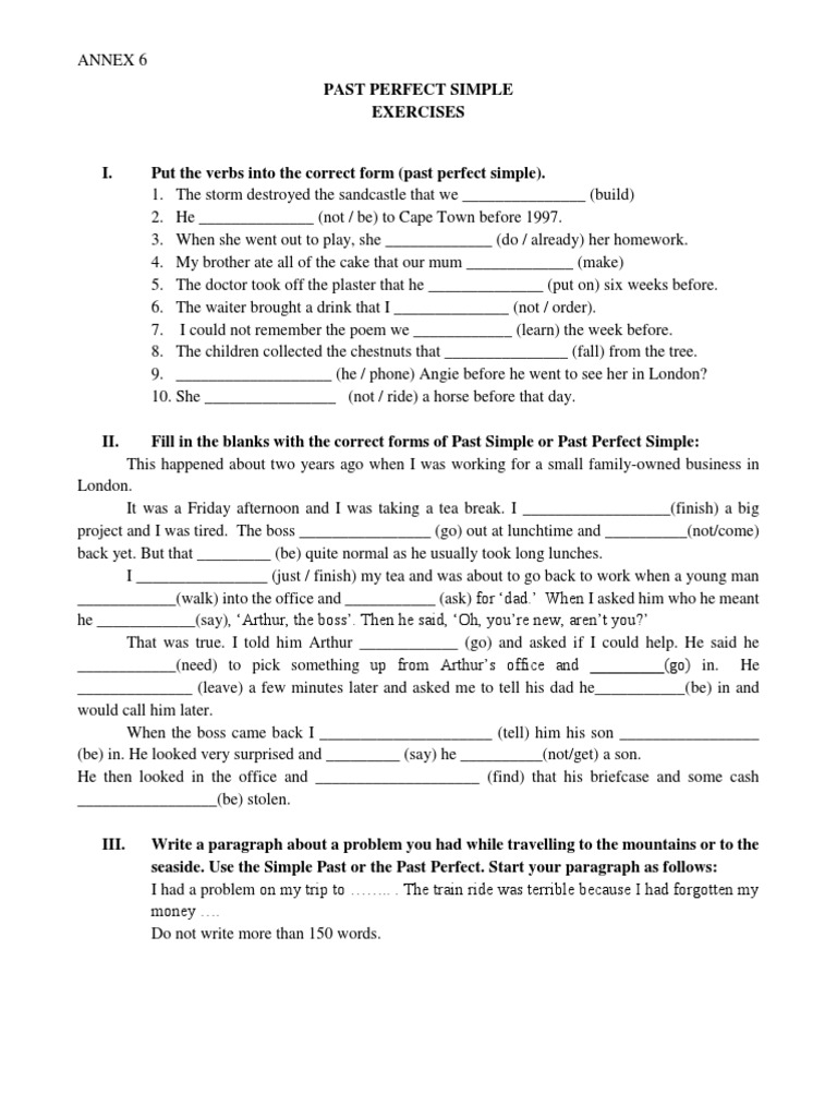 Past Perfect Simple | PDF | Grammar