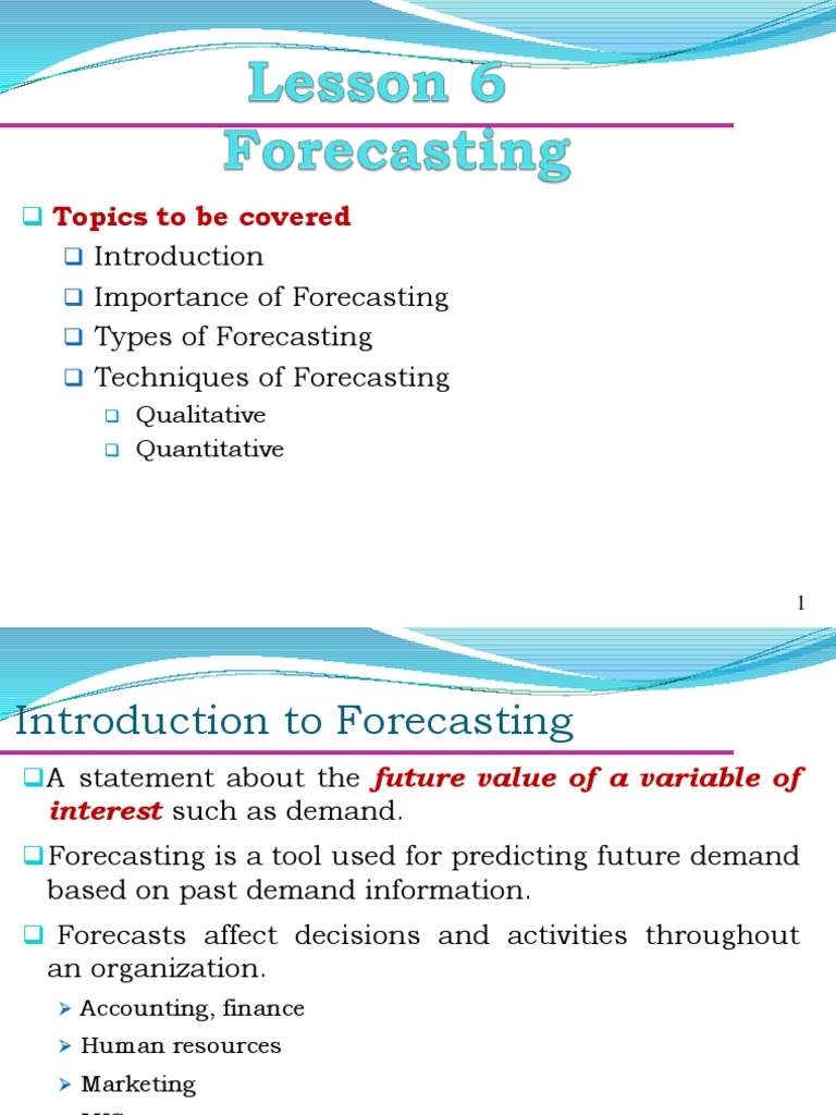 Lesson 6-Sales Forecasting | PDF | Moving Average | Forecasting