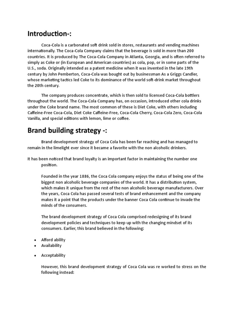 Coca Cola Branding Strategy | PDF | Coca Cola | The Coca Cola Company