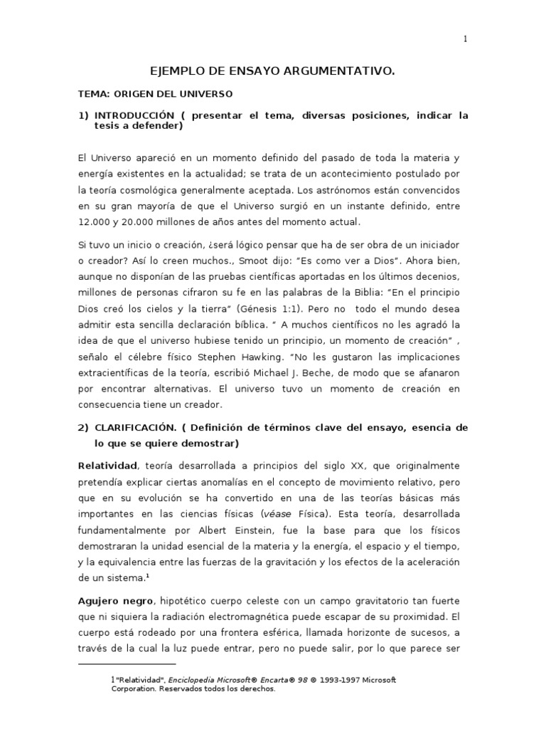 Ejemplo de Ensayo Argumentativo