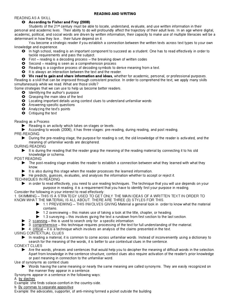 Reading and Writinghandout | PDF | Narration | Narrative